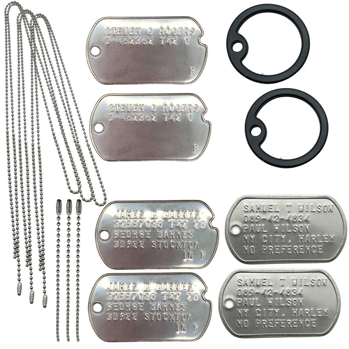 Bucky, Falcon, Captain America (Complete Collection) WWII Dog Tags ...