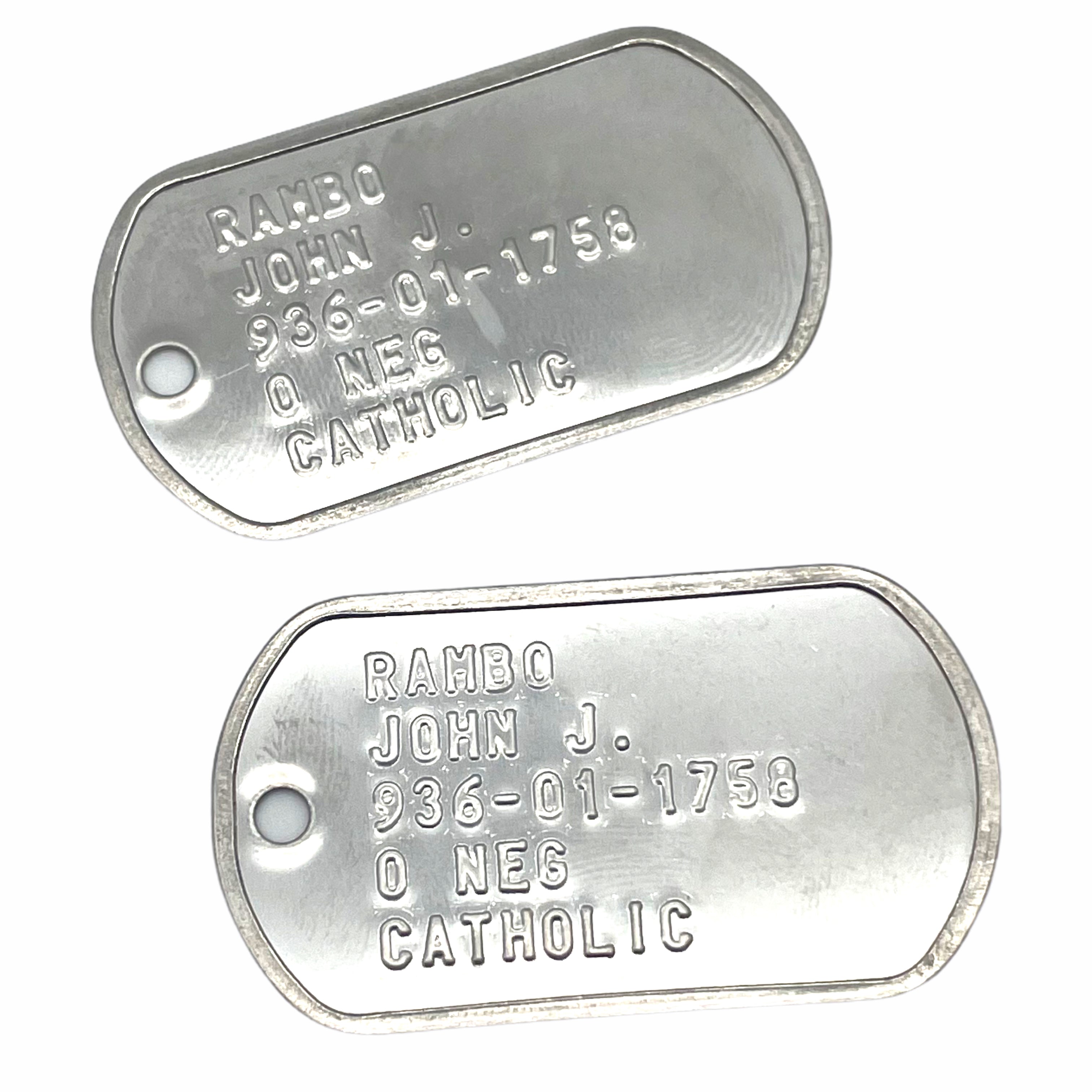 JOHN JAMES RAMBO Military Dog Tags Set Costume Prop Replica – TheDogTagCo