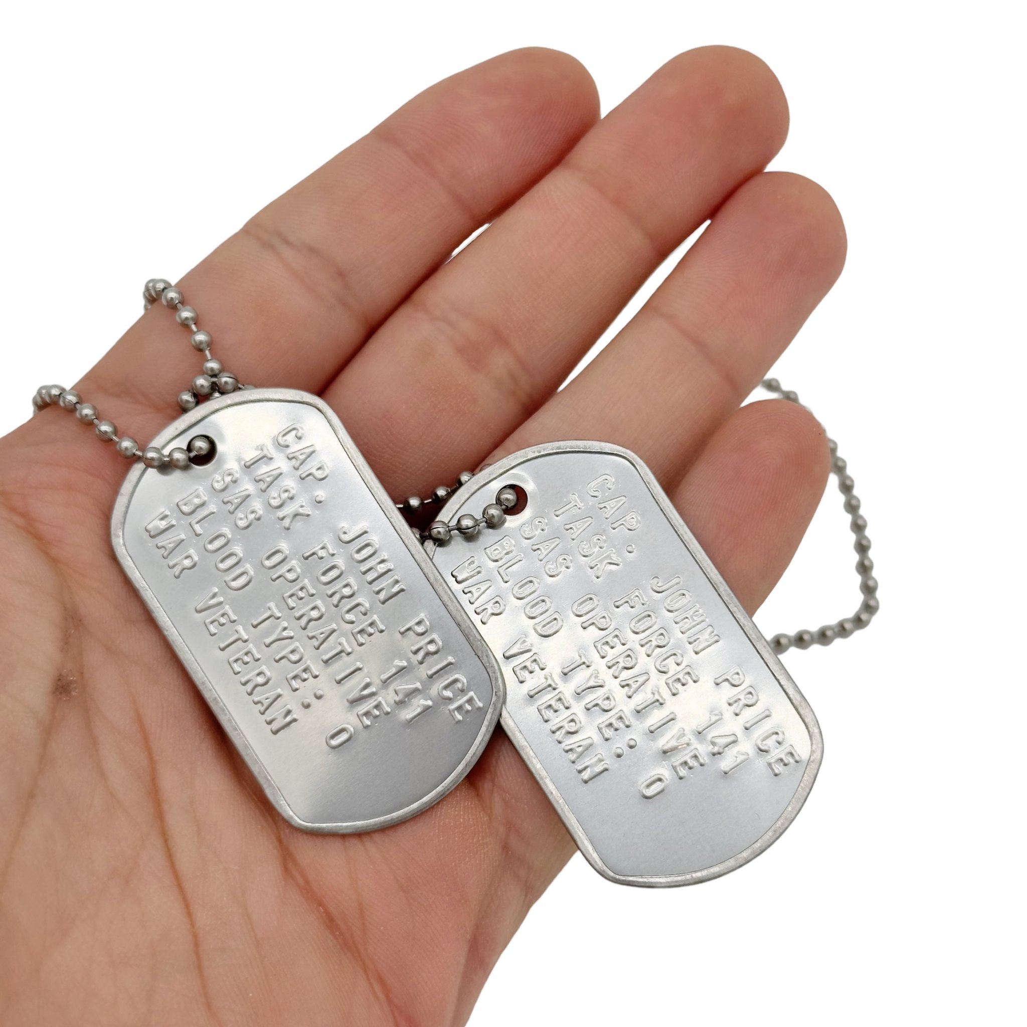 Captain John Price Military Dog Tag Set- Stainless Steel - Chains Incl ...