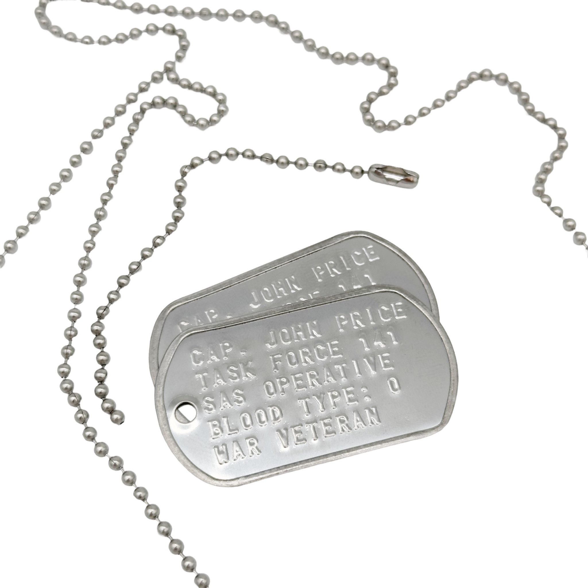 Captain John Price Military Dog Tag Set- Stainless Steel - Chains Incl ...