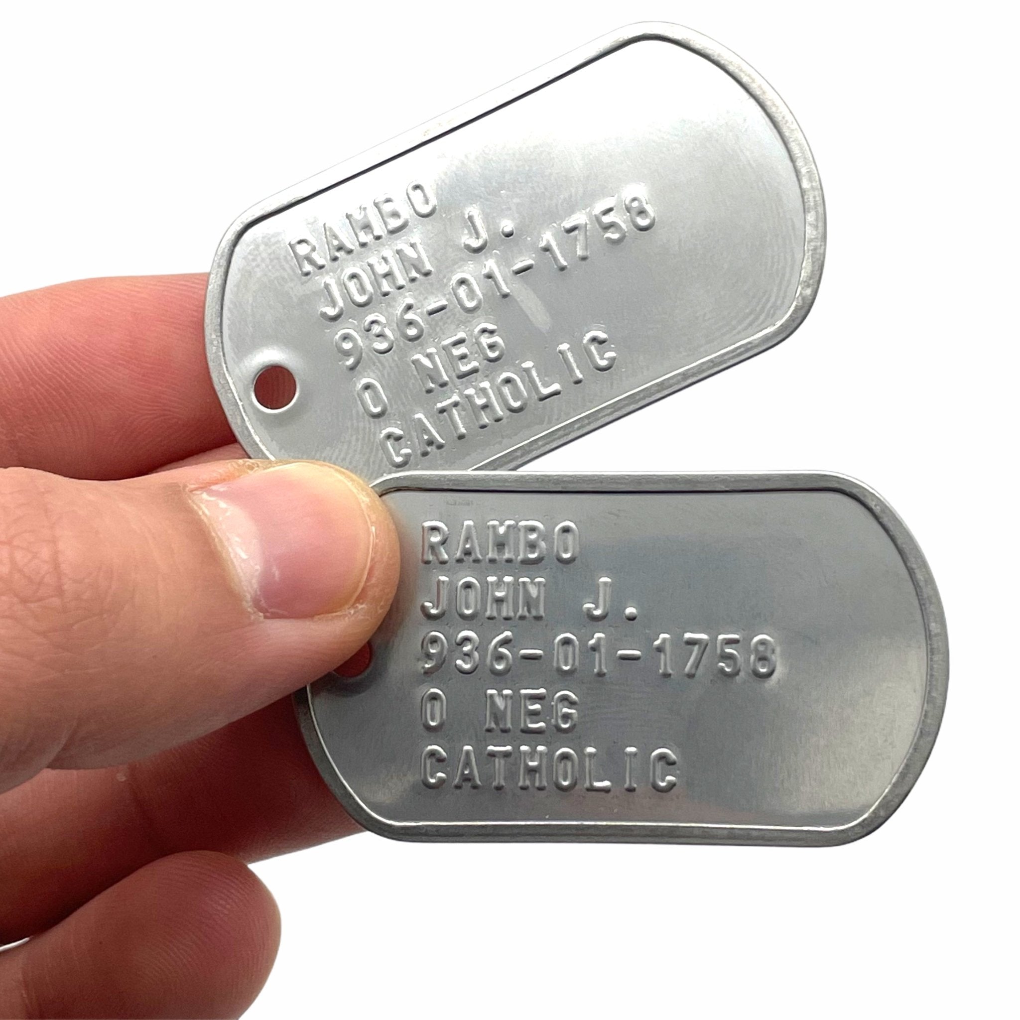 JOHN JAMES RAMBO Military Dog Tags Set Costume Prop Replica – TheDogTagCo