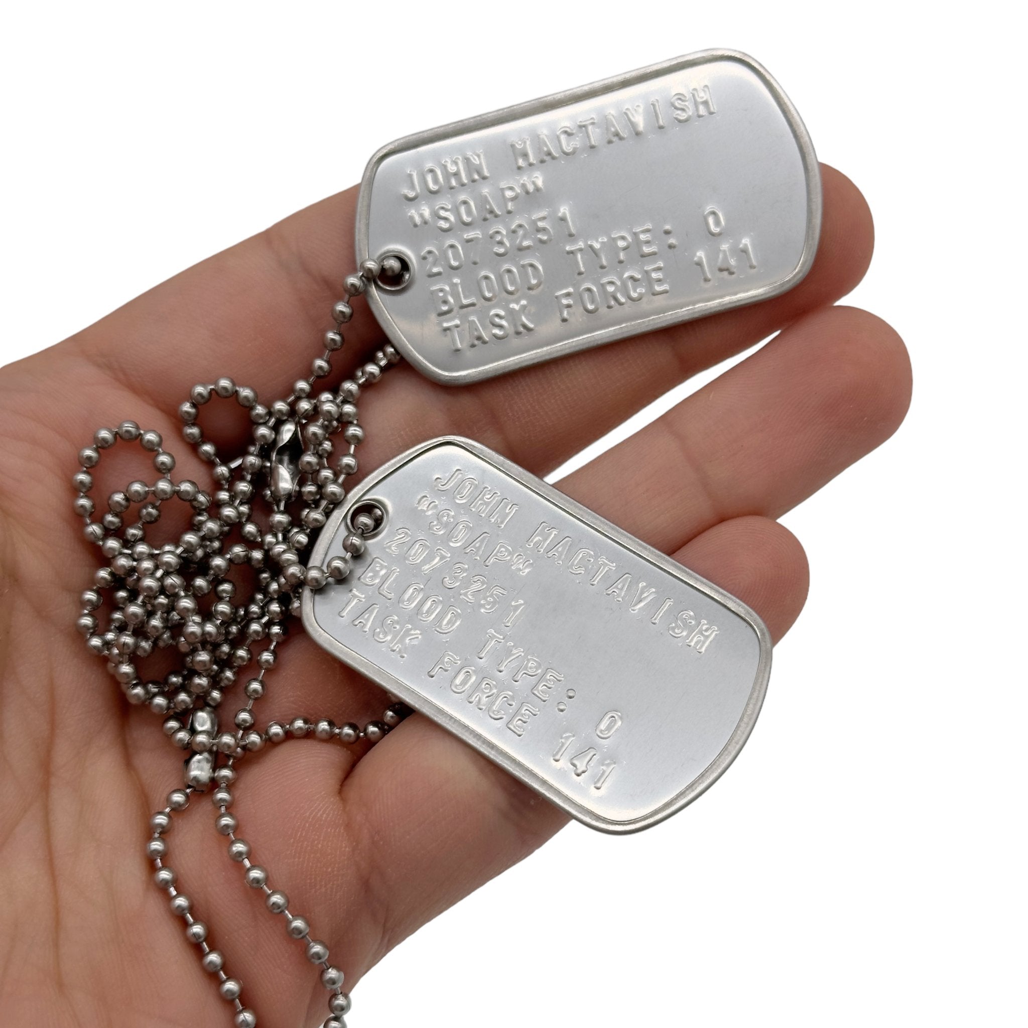 John 'Soap' MacTavish Military Dog Tag Set- Stainless Steel - Chains I ...
