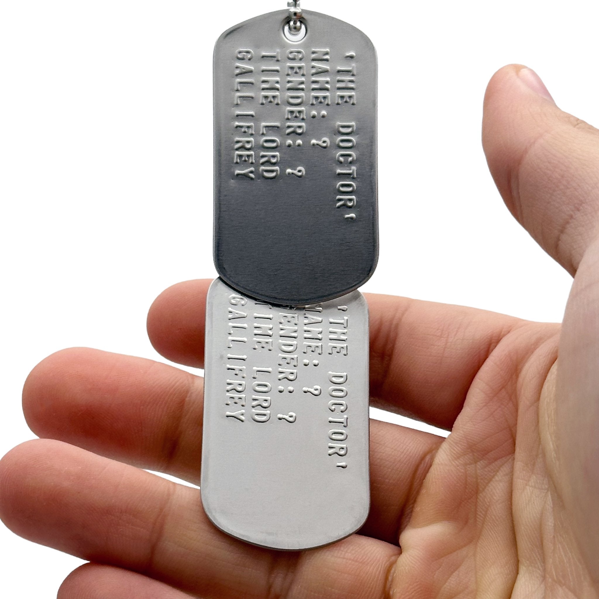 The Doctor '?' Dog Tags - Costume Cosplay Prop Replica Military ...